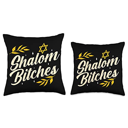 Spin My Dreidels – Funny Hanukkah Holiday Gifts Hanukkah Shalom Bitches Funny Retro Jewish Holiday Gift Throw Pillow, 18x18, Multicolor
