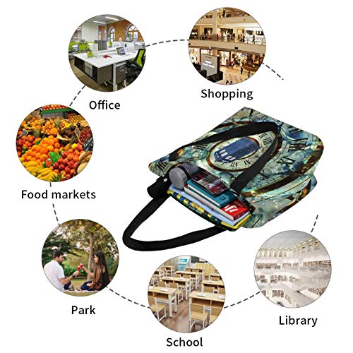 antcreptson Elegant Extra Large Canvas Beach Travel Reusable Grocery Shopping Tote Bag Portable Storage Handbag
