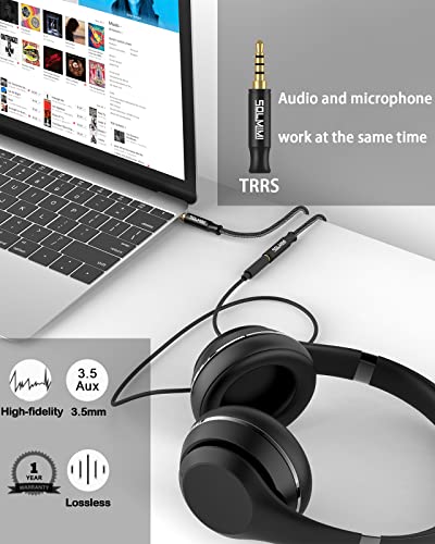 SOLMIMI Headphone Extension Cable (8ft/1.2m) 4 Pole 3.5mm TRRS Male to Female Lossless Stereo Audio Cable Extension Nylon Braid Aux Cord Extension for Headset or Audio Devices –Matte Black