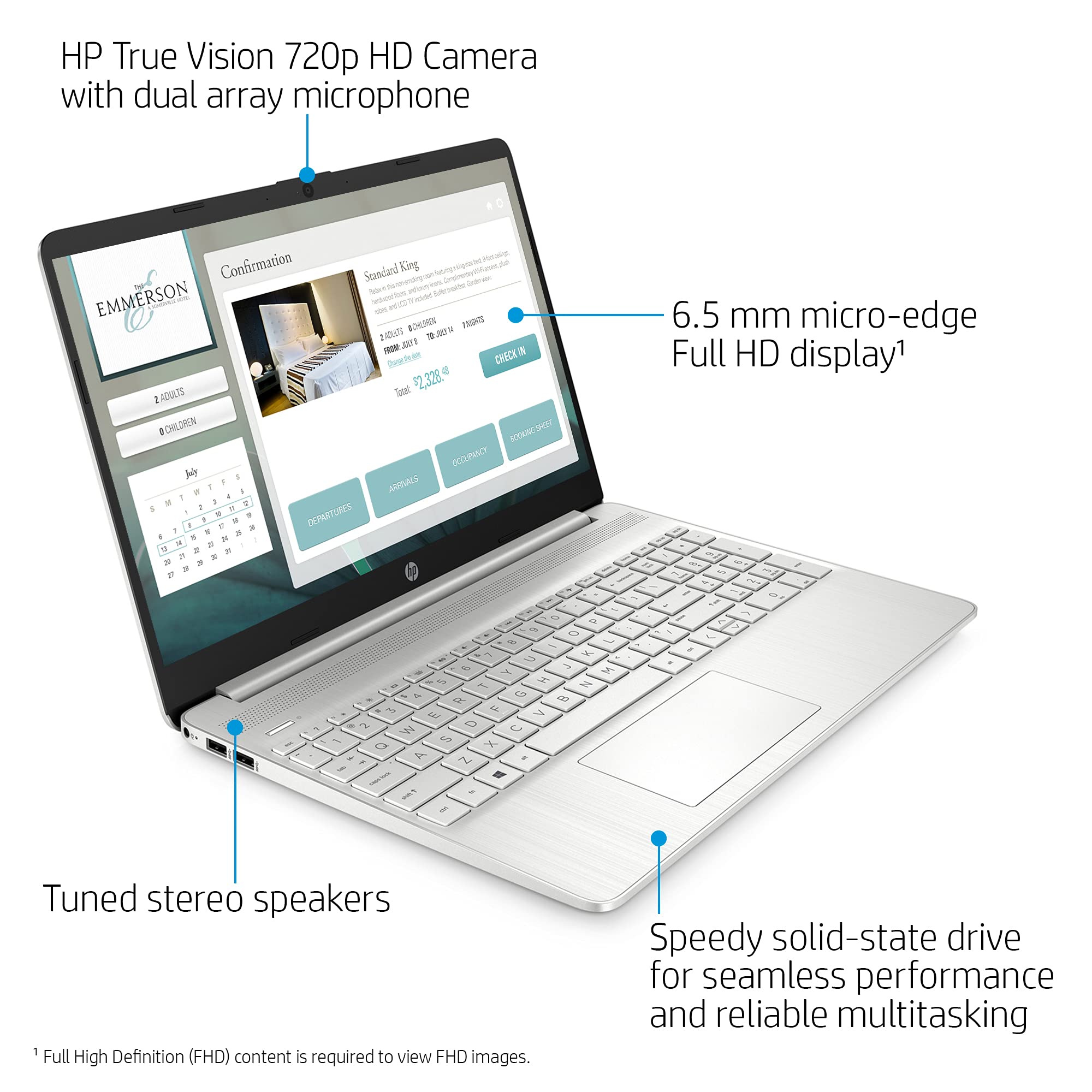 HP 2021 Laptop, 15.6" FHD Display, AMD Ryzen 3-3250 2-Core Processor, 16GB DDR4 Memory, 1TB PCIe NVMe M.2 SSD, Wi-Fi, HDMI, Webcam, Bluetooth, Windows 10 Home, Silver