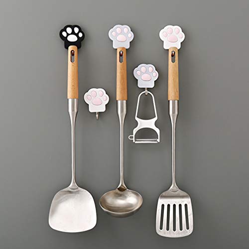 Hemoton 3Pcs Decorative Wall Hook Cat Paw Hooks Punch Free Self- Adhesive Hanger for Bedroom Kitchen Bedroom Purse Coat Towel Tool Hanging