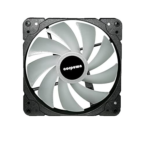 corpuwn 3 Pack 140mm ARGB Case Fans Nine-Blade High Airflow PWM Computer Cooling Fan Sealed Bearing 3-Pin Customizable LED Fans with Hub&Rubber dampening