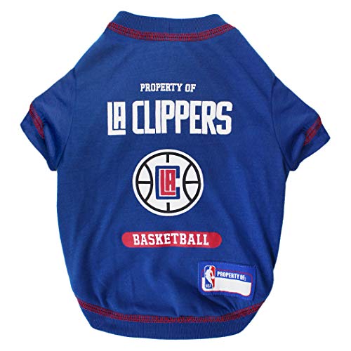Cute Dog T-Shirt, Small - NBA Los Angeles Clippers Dog & Cat Shirt with Basketbal Team Logo. A Comfortable & Fashionable Yet Durable Pet Outfit