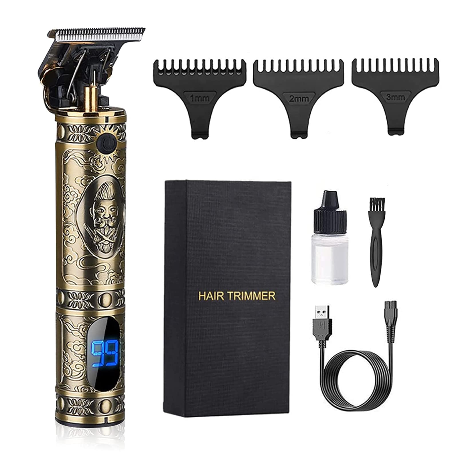 Professional Mens Hair Trimmer Bestauty Cordless Electric Hair Clippers with LCD Screen,180 Mins Working Time with Clipper Oil,Beard Trimmer T Blade Outiner Trimmer Gifts for Men