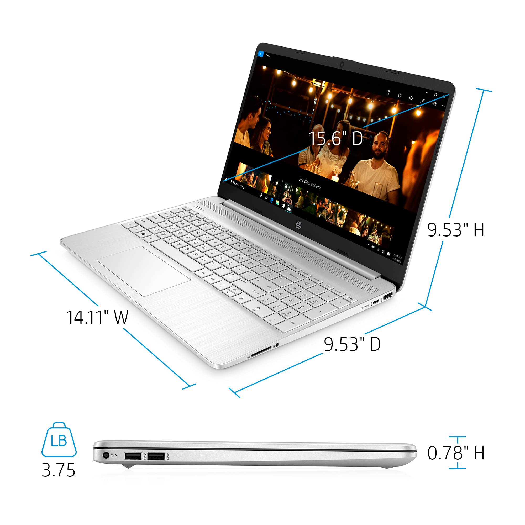 HP 2021 Laptop, 15.6" FHD Display, AMD Ryzen 3-3250 2-Core Processor, 16GB DDR4 Memory, 1TB PCIe NVMe M.2 SSD, Wi-Fi, HDMI, Webcam, Bluetooth, Windows 10 Home, Silver