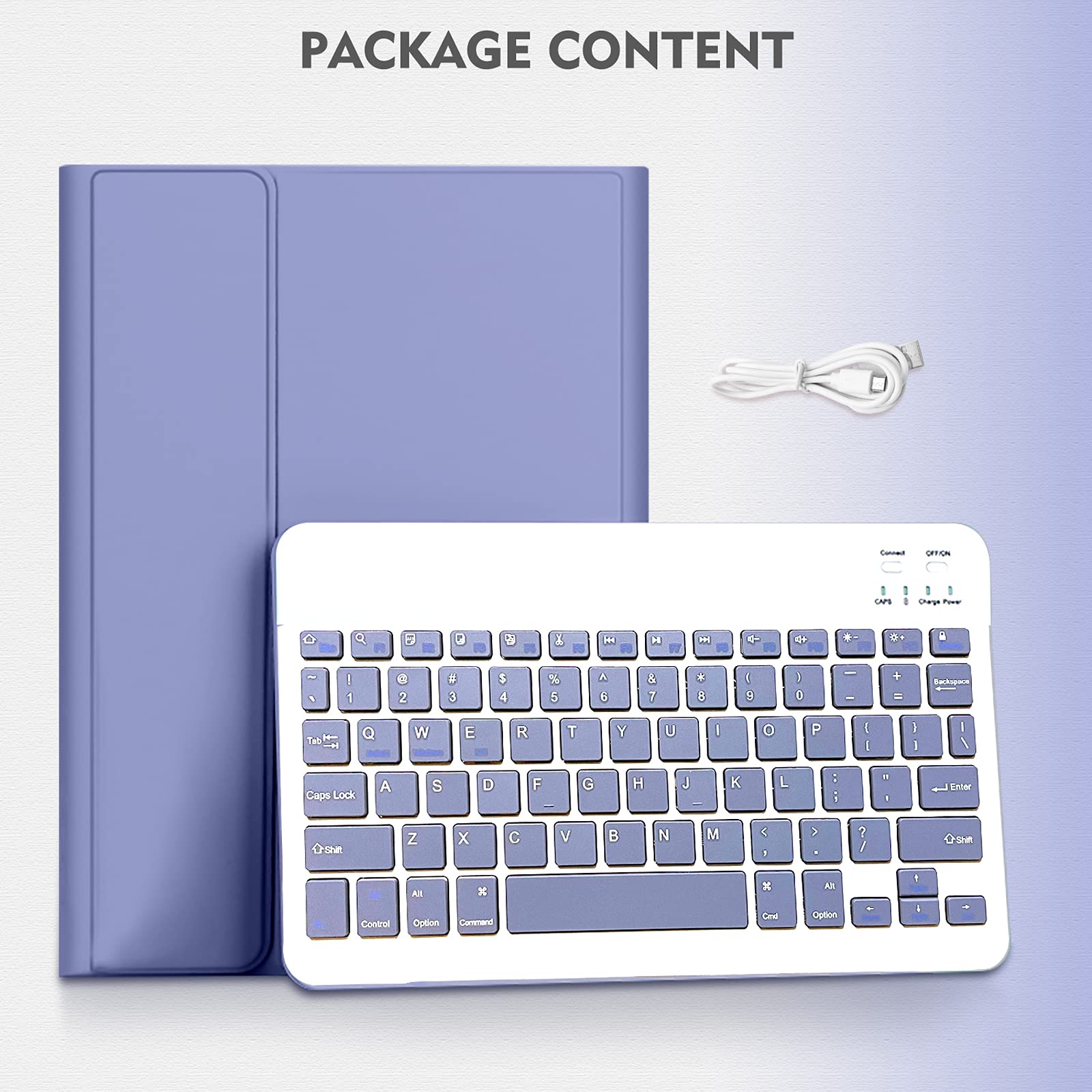 ABEIFAN iPad Keyboard Case 9.7 for iPad 2018 6th Gen, iPad Pro 9.7" 2017 5th Gen, iPad Air 2/Air, Wireless Detachable Keyboard with Pencil Holder Grey-Purple