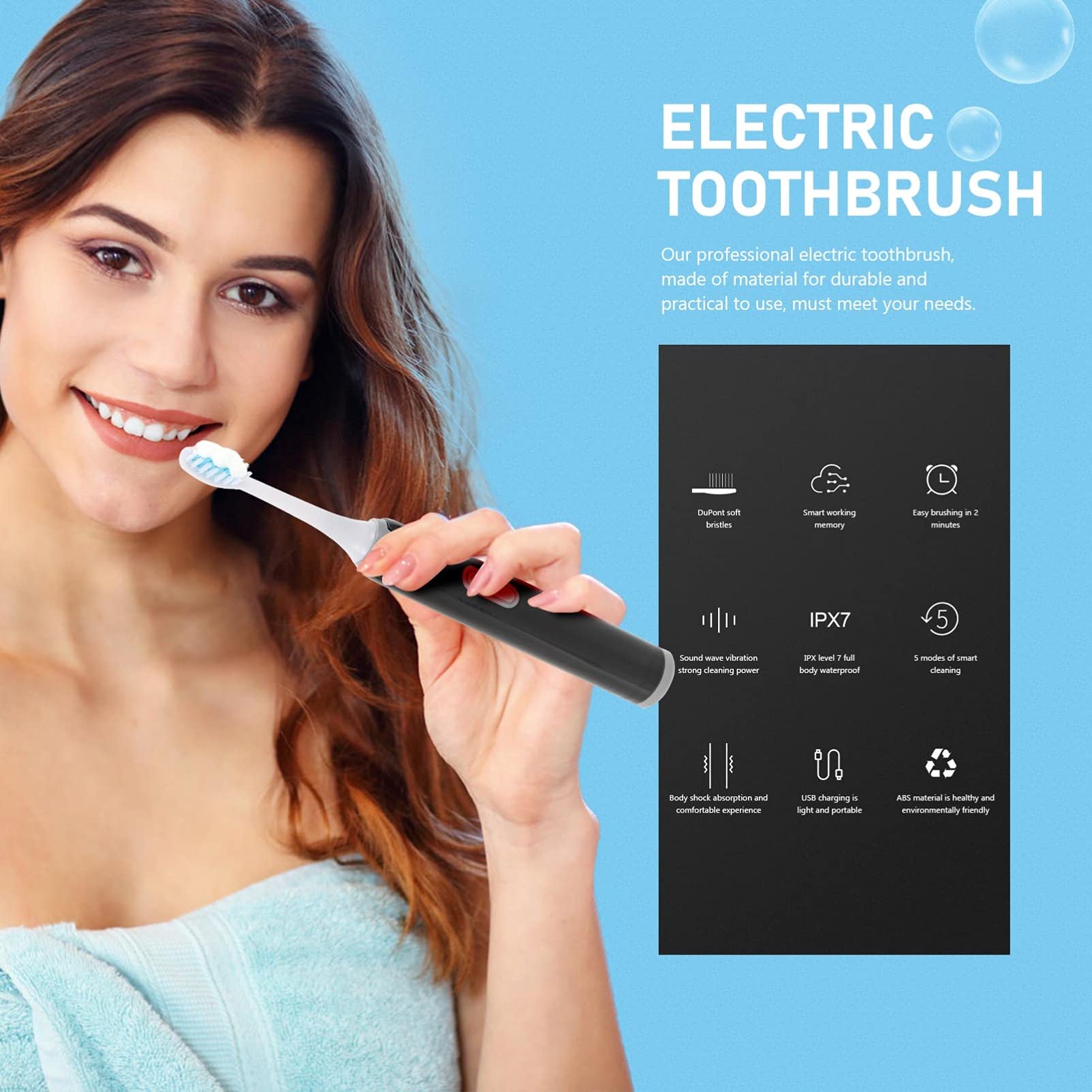 Healifty 1 Pc Electric Toothbrush Electric Vibration Toothbrush Household Tooth Cleaning Device Toothbrush for Adults Electric Teeth Cleaning Device Tender Toothbrush Tooth Brush