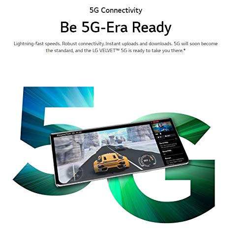 LG Velvet 5G (128GB, 6GB RAM) 6.8" OLED, Snapdragon 765, 48MP 4K Camera, US 5G/4G LTE AT&T Unlocked (Cricket, Latin/NOT for T-Mobile) LM-G900UM (64GB SD Bundle, Aurora Silver)