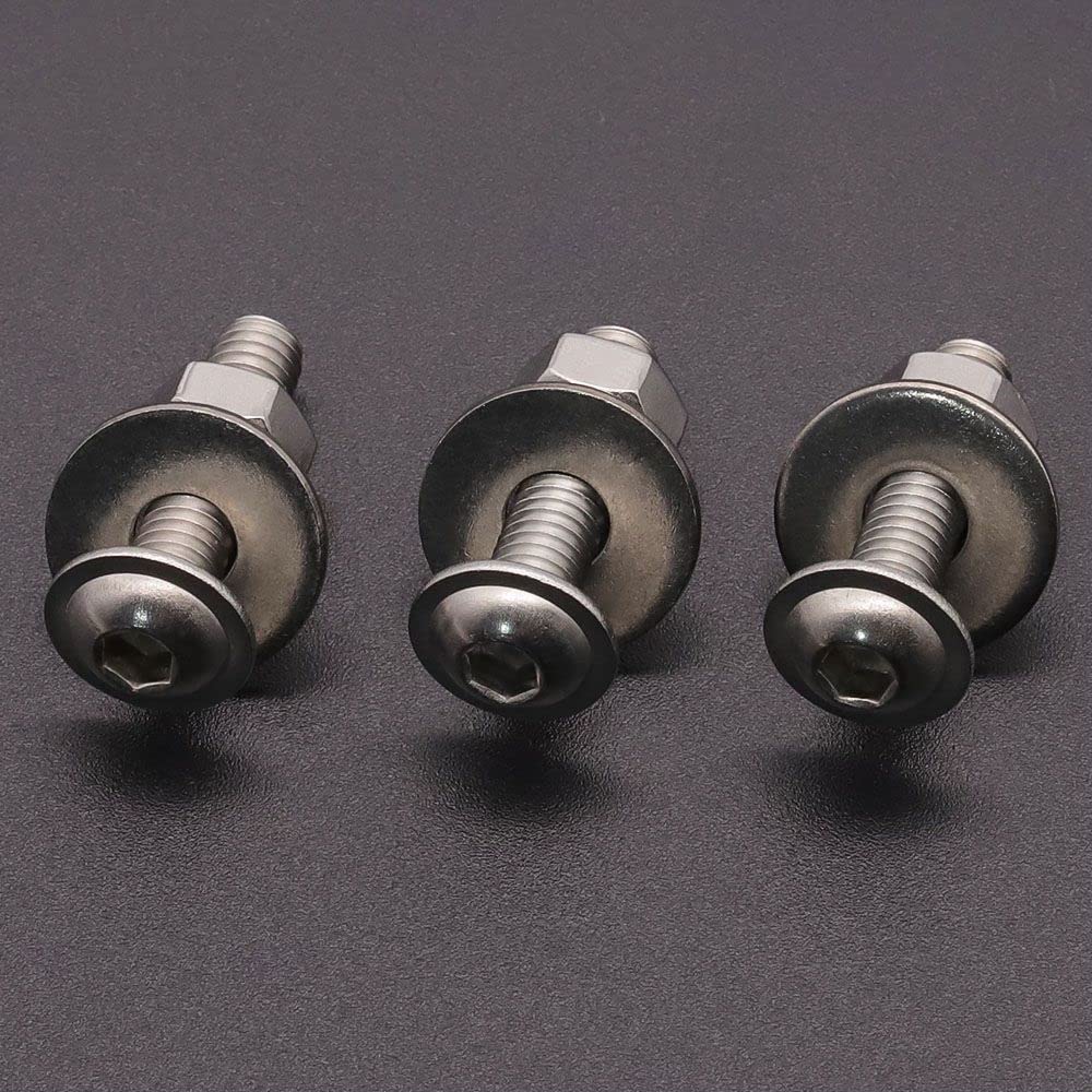 RoyceMart (25 Sets) M6-1.0 x 20mm Flanged Washer Button Head Socket Cap Screws with M6-1.0 Hex Nuts and Extra-Large Flat Washer, Stainless Steel 304 (18-8)