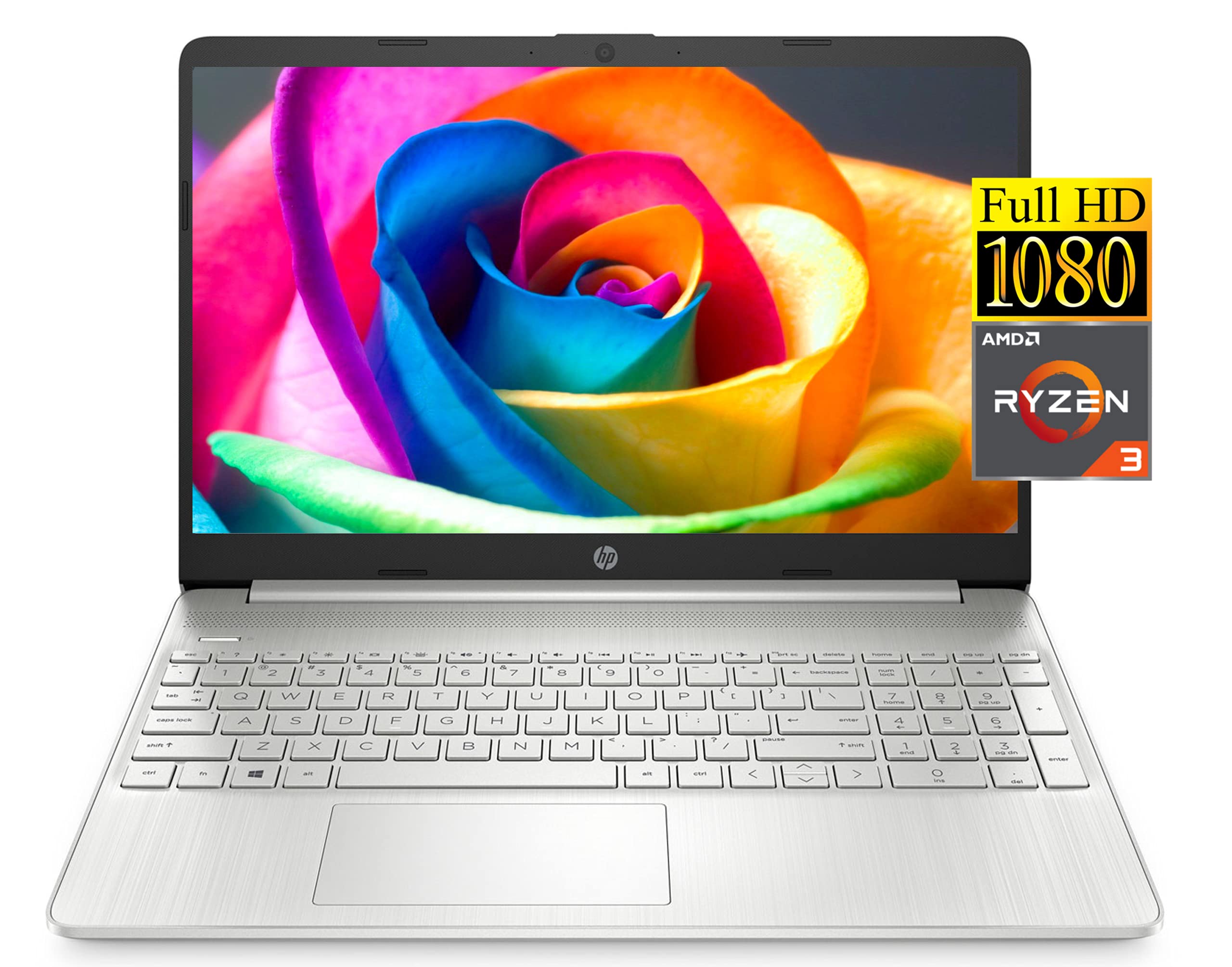 HP 2021 Laptop, 15.6" FHD Display, AMD Ryzen 3-3250 2-Core Processor, 16GB DDR4 Memory, 1TB PCIe NVMe M.2 SSD, Wi-Fi, HDMI, Webcam, Bluetooth, Windows 10 Home, Silver