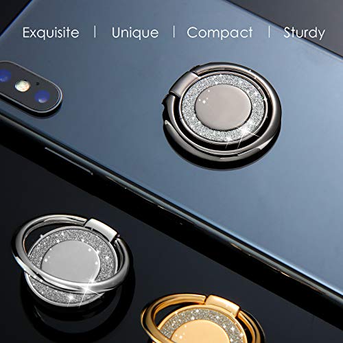 Weewooday 4 Pieces Glitter Bling Phone Ring Holders Metal Finger Kickstand 360° Rotation Bling Phone Ring Stand for Universal Tablets and Smartphone