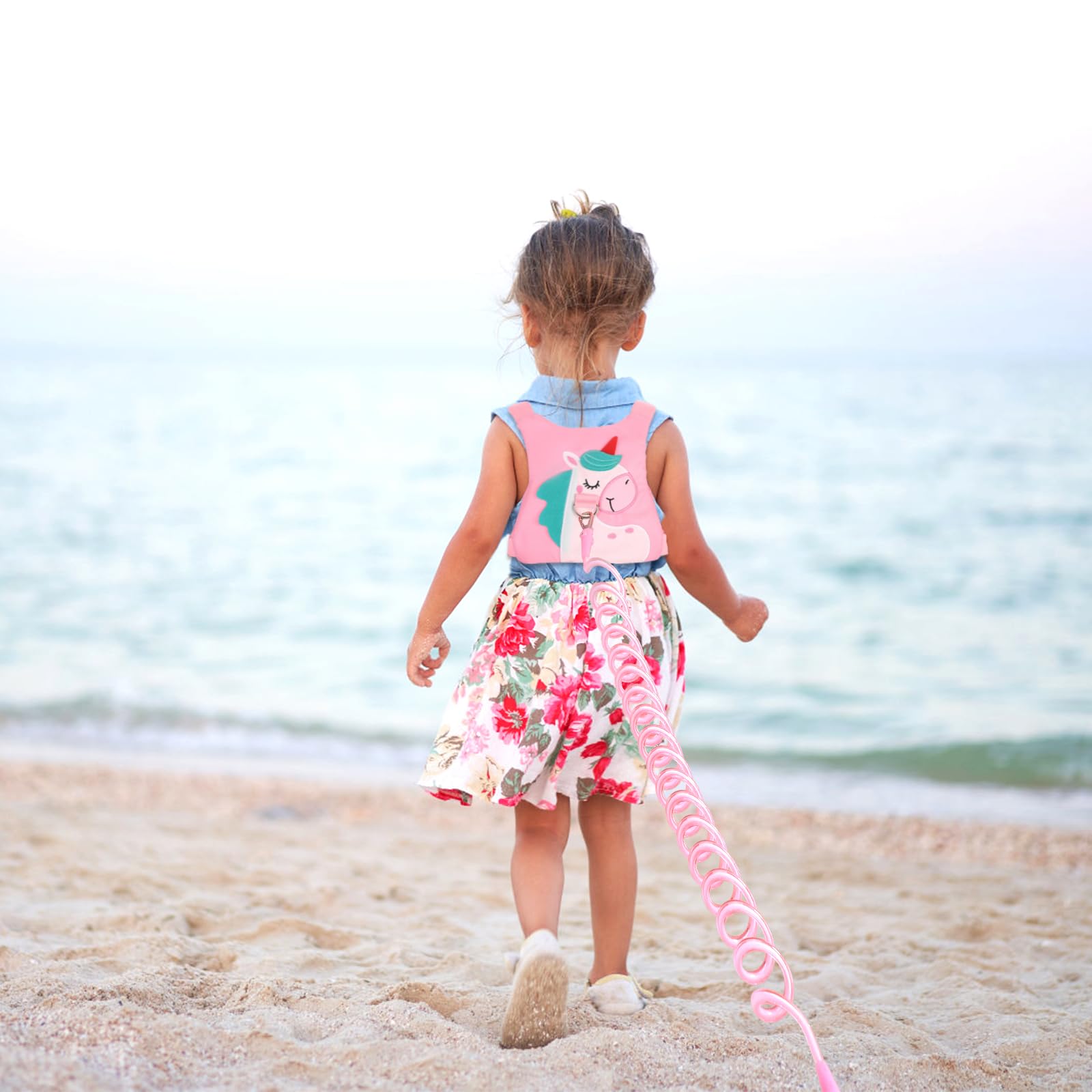 Toddler Leash-Baby Walking Safty Harness and Child Anti Lost Wrist Link for Girls/Boys Travel (Pink)