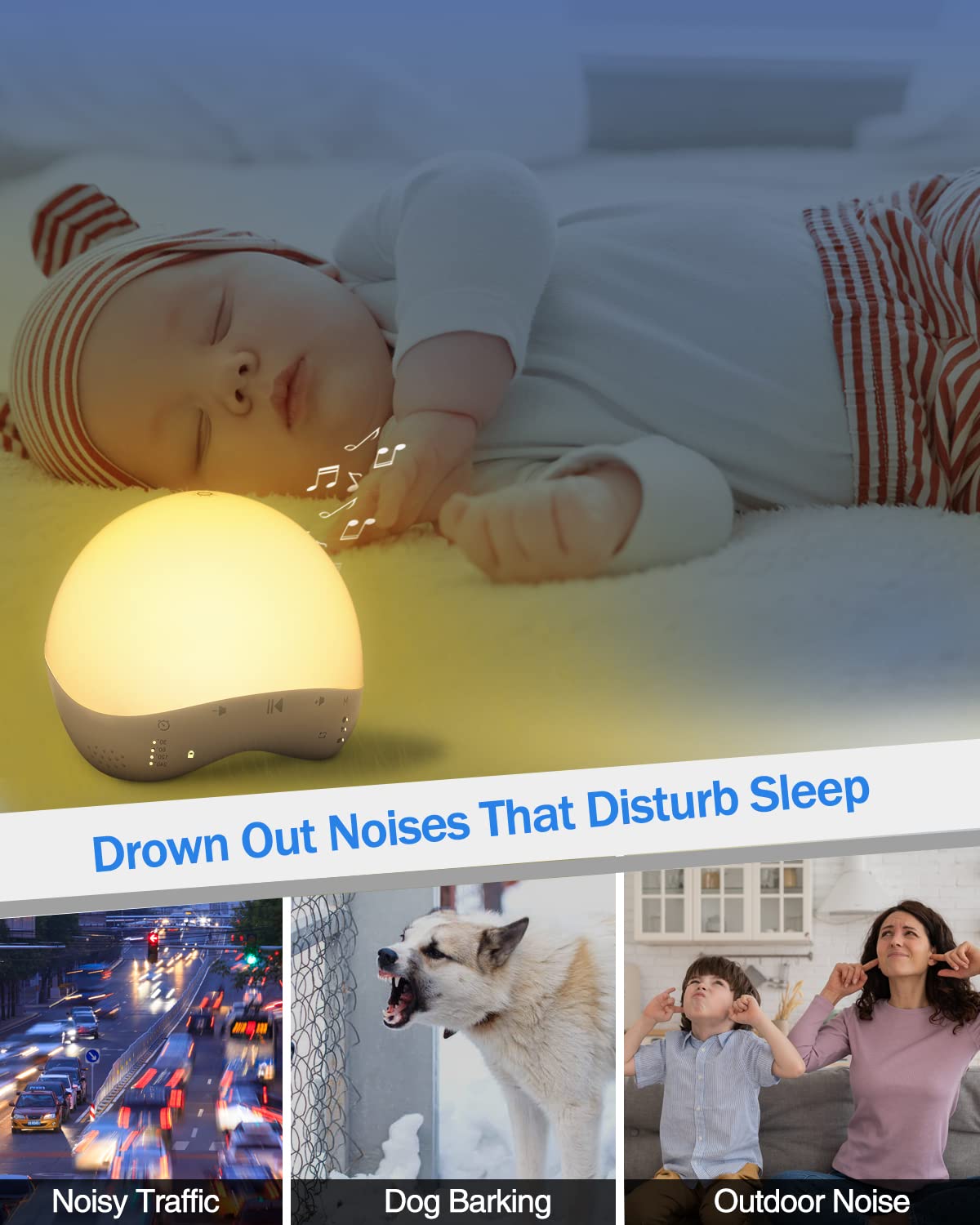 Loycco Sound Machine for Sleeping with Night Light, APP & Touch & Voice Control White Noise Machine, Work with Alexa, Sleep Trainer Therapy, 25 Soothing Sounds, Child Lock, Timer, for Baby Adult Kids