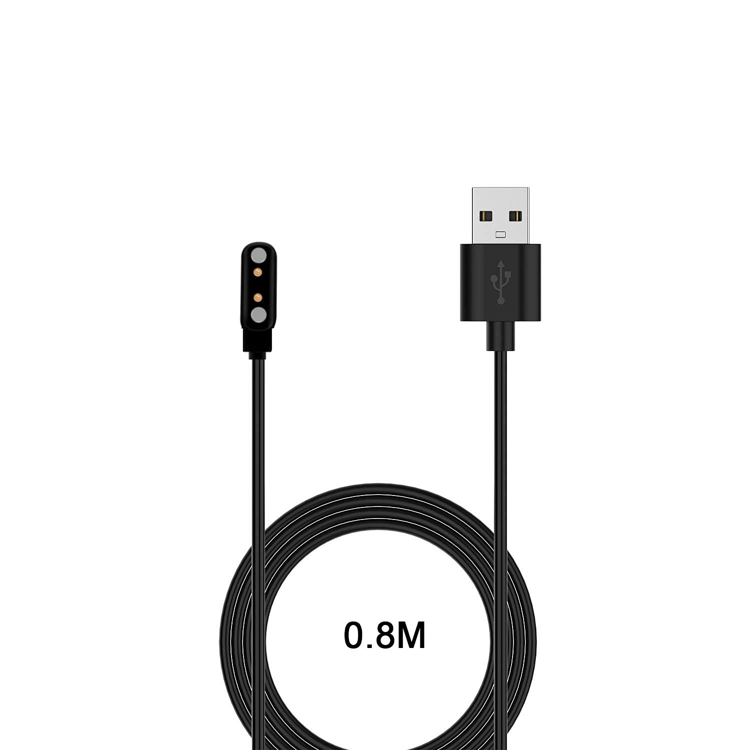 Enpei Smart Touch Charging USB Cable Compatible for P22 & P25 & Y20 & DT96 & KW10 & KW20 Smart Watch 2 pin Strong Magnetic Suction Charger Cable 2PCS- Black