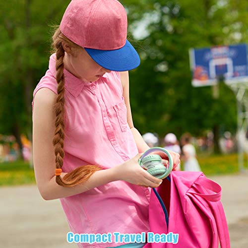 HOTCOK H37 Kids Headphones for Girls Boys Foldable Adjustable On Ear Headphones 3.5mm Jack Wired Cord for School,Home,Airplane,Car(Green/Purple)