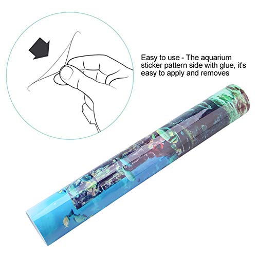 GLOGLOW Aquarium Poster, Underwater City Ruins Background Sticker Thicken PVC Adhesive Static Cling Backdrop Fish Tank Decorative Paper(76Γ46cm)