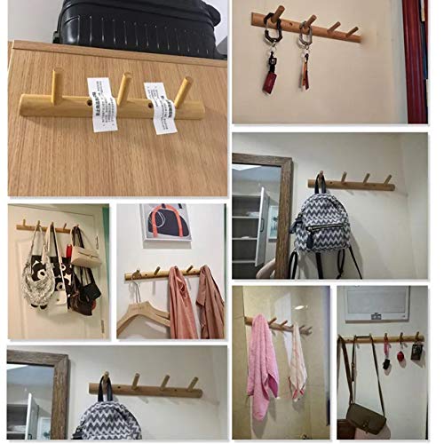 Moetron Modern Wall Mounted Coat and Hat Rack β4 Pegs, Beautiful Bamboo Wood Entryway Hanger with Screws - Wooden Bedroom and Bathroom Robe Towel Racks - Easy Assembly, Durable , Classic Design