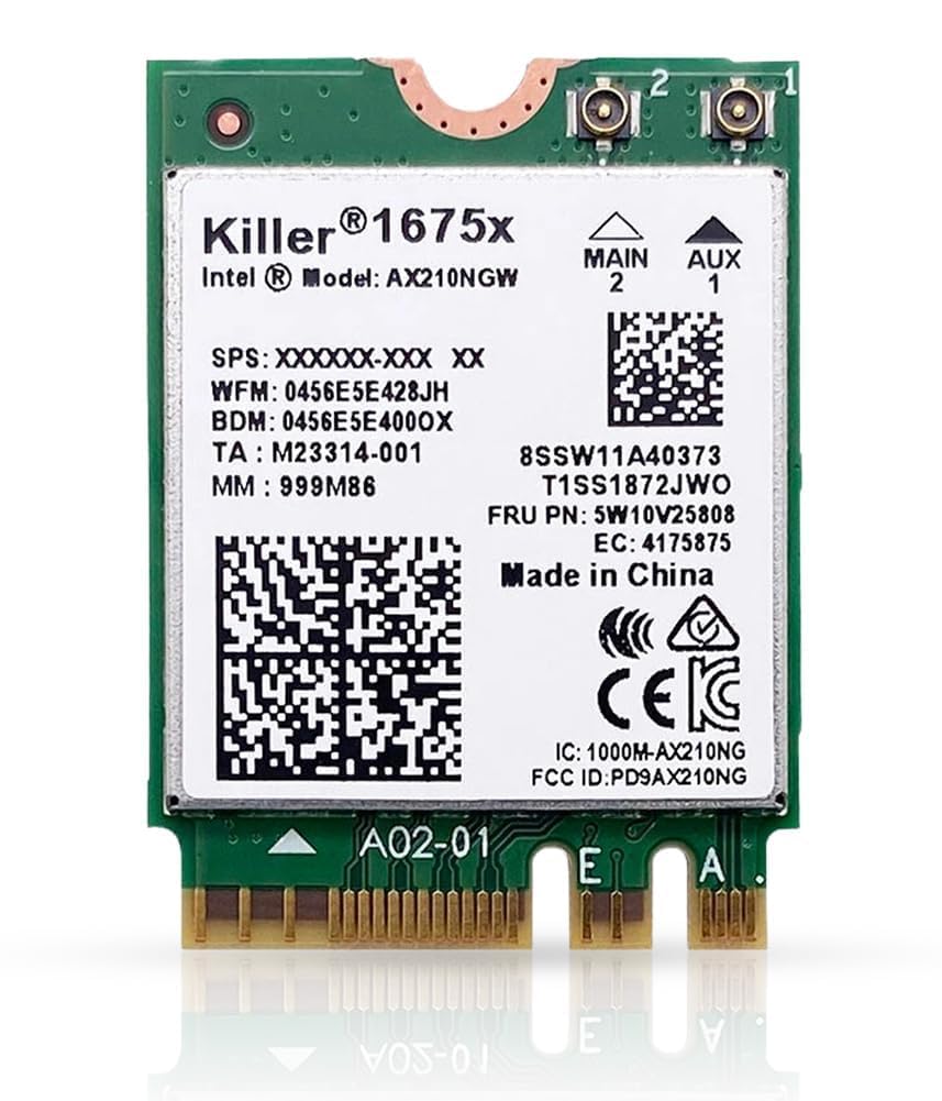 HighZer0 Electronics Killer Series for Intel AX1675x Gaming WiFi 6E Adapter Upgrade | M.2 WiFi Card for PC | 2.4 Gbps WiFi | Bluetooth 5.3 Compatible | for Most Intel and AMD Systems (AX1675x)