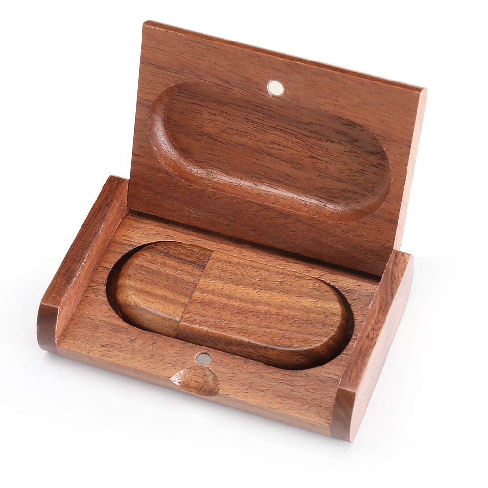 Novelty Wood USB 3.0 Flash Drive 32GB Data Storage Memory Stick USB Stick Pendrive with Wooden Box (Brown)