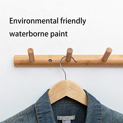 Moetron Modern Wall Mounted Coat and Hat Rack β4 Pegs, Beautiful Bamboo Wood Entryway Hanger with Screws - Wooden Bedroom and Bathroom Robe Towel Racks - Easy Assembly, Durable , Classic Design