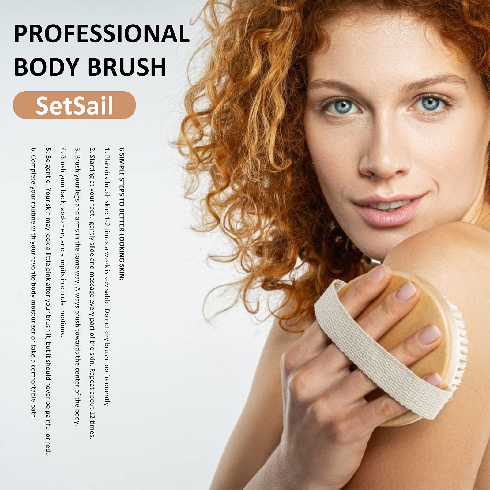 SetSail Dry Brushing Body Brush, Natural Nylon Bristles, Exfoliating, Cellulite Reduction, Lymphatic Drainage, Improve Circulation