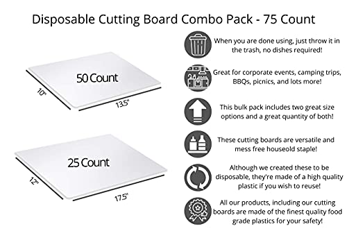 Crown 75 Count Combo Pack Premium Quality Disposable Cutting Boards ~10 Inch X 13.5 Inch Disposable Sheets For Kitchen And Commercial Use ~ Patent Pending ~ Recyclable Disposable Cutting Board Sheets
