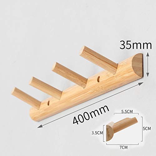 Moetron Modern Wall Mounted Coat and Hat Rack β4 Pegs, Beautiful Bamboo Wood Entryway Hanger with Screws - Wooden Bedroom and Bathroom Robe Towel Racks - Easy Assembly, Durable , Classic Design