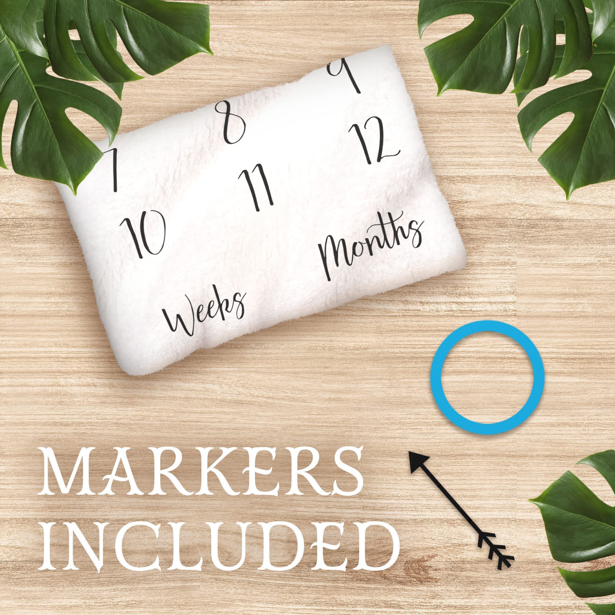 Swaddling Blankets Milestone Blanket with 2 Placement Markers , Gender Neutral Baby Monthly Growth Chart (60inchx40inch)