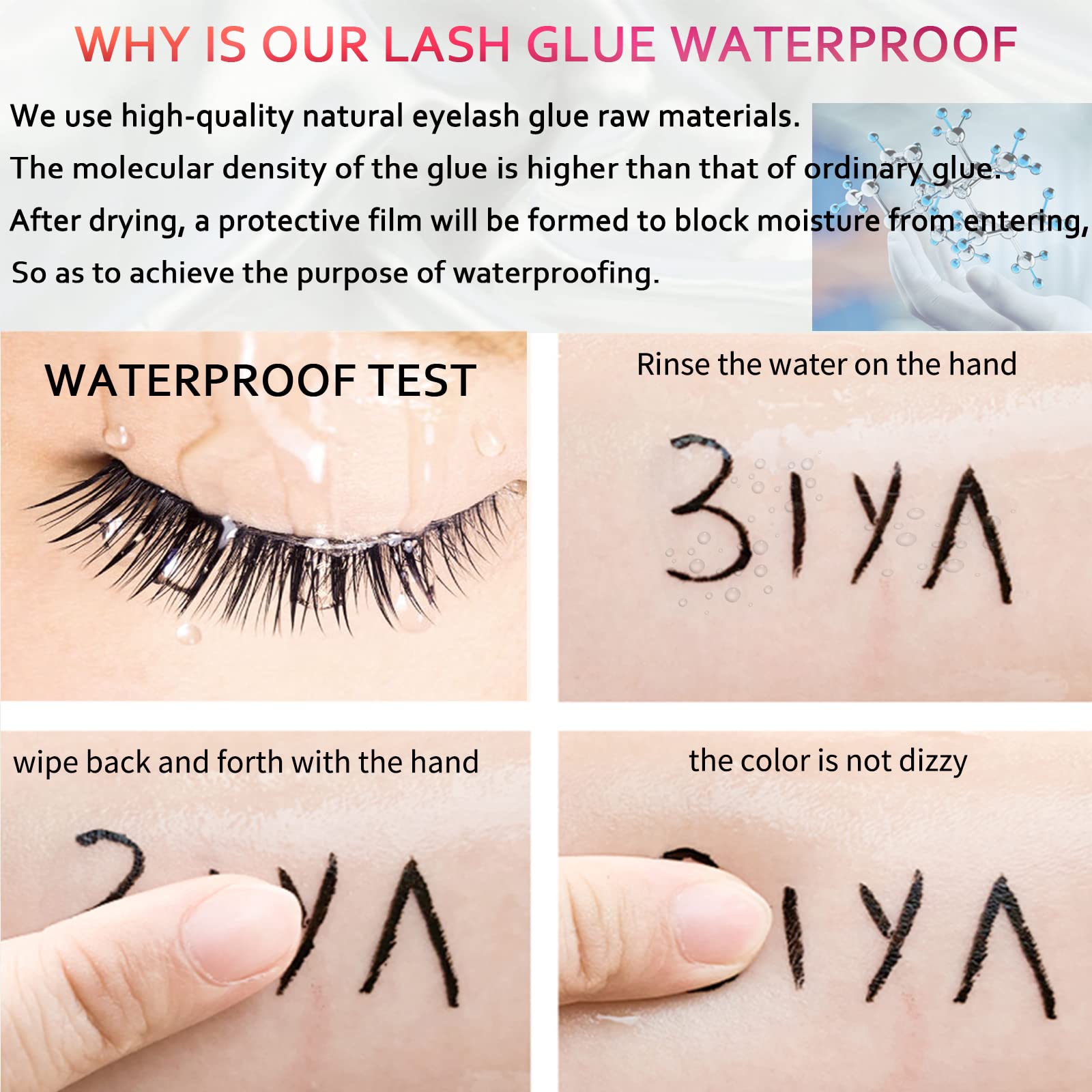 SMSUX Black Eyelash Glue Super Strong Hold Waterproof Eyelash Adhesive for False Lashes 0.176oz 1PCS