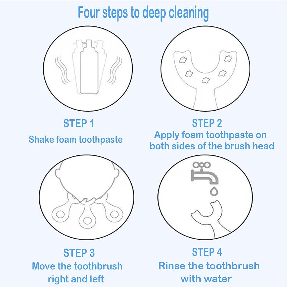 owno 2 Pack Children's U-Shaped Toothbrush, Manual Training, Food-Grade Soft Silicone Brush Head with Compact, Bristles & Easy Grip Handle, 360degree Oral Cleaning Design for Baby Care, Pink&blue