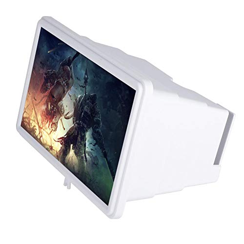 Lazmin112 Mobile Phone Screen Magnifier, 12 inches 3 Times Zooming Phone Screen Magnifier Holder Optical Magnification Cellphone Magnifier for Movies, Videos(White)