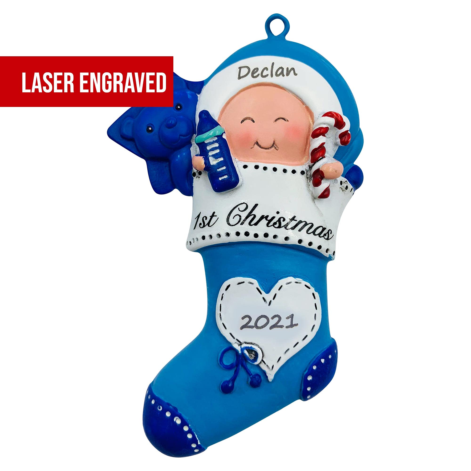 Personalized Baby`s Boy First Christmas Ornament Baby Boy First Christmas Ornament β Personalized Baby Gifts for Newborn Boys Engraved