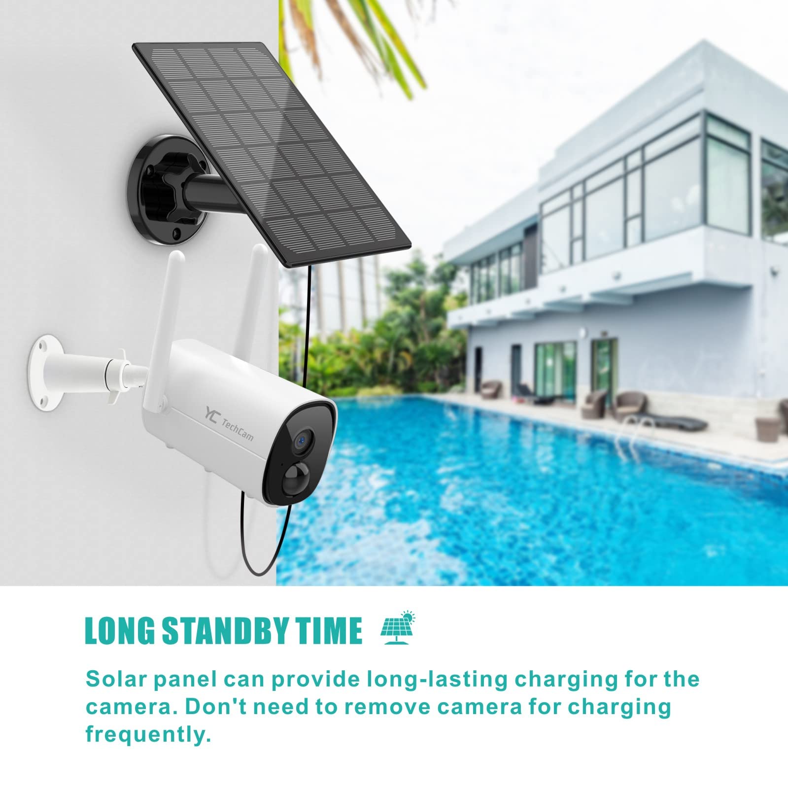 Solar Security Cameras Wireless Outdoor for Home Security, Battery Powered 2.4G WiFi Camera, 1080P HD Night Vision Camera with Solar Panel, PIR Motion Detection, IP65 Waterproof, 2-Way Talk, SD/Cloud