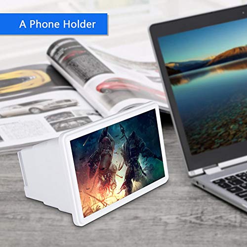 Lazmin112 Mobile Phone Screen Magnifier, 12 inches 3 Times Zooming Phone Screen Magnifier Holder Optical Magnification Cellphone Magnifier for Movies, Videos(White)
