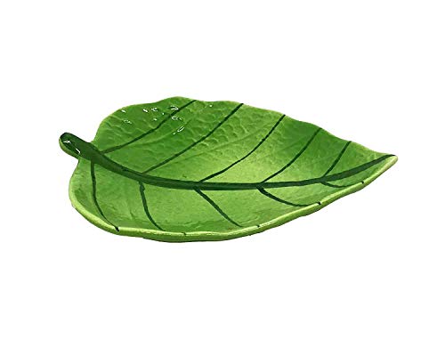 WHOLELIFEOBJECTS Ceramic Leaf Design Platter Chip and Dip Tray Hand Painted Platter| Tray Creative for Kitchen and Restaurent Utensils