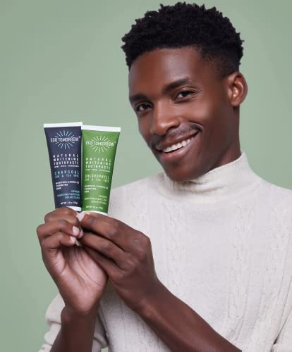 EcoTomorrow Charcoal Whitening Toothpaste - Natural Juá & Tea Tree, Fluoride Free, Plant Based with Peppermint Essential Oil - 4.0oz (Pack of 3)