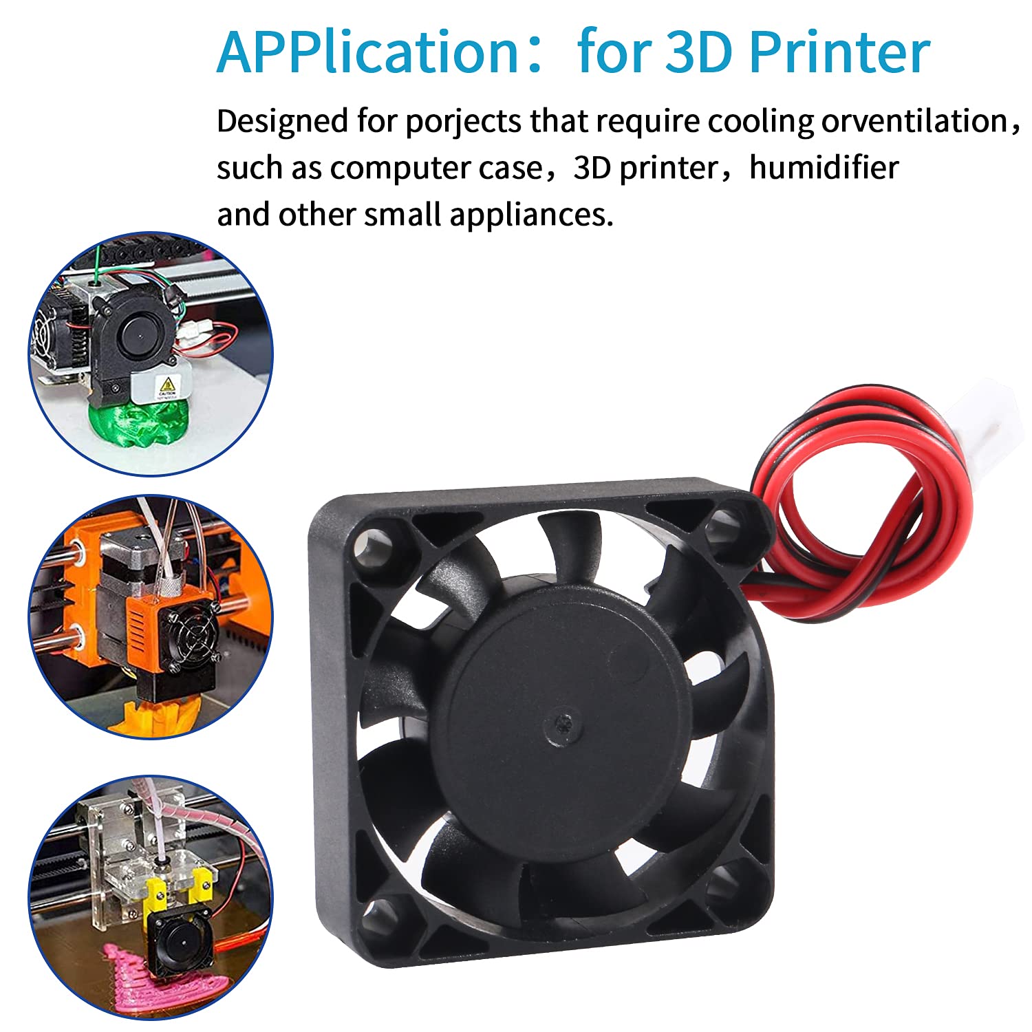 AEDIKO 6pcs 4010 Fan DC 12V 3D Printer Cooling Fan Mini Brushless Fan 40x40x10mm with 2 Pin Terminal for 3D Printer, DVR and Other Small Appliances Series Repair