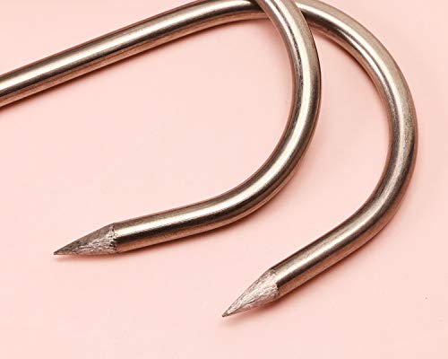 ONLYKXY 8 Inch 6mm Thick Meat Hook, 4 Pieces Meat Hooks for Butchering Hanging Beef Heavy Duty, Stainless Steel S Hooks Utility Hooks for Meat Processing
