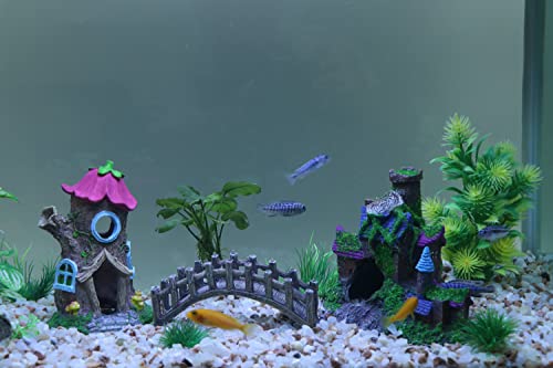 HRRIVE Fish Tank Arch-Bridge Drawbridge Rock Décor for Aquarium Landscape Decoration, Made of Resin, Pack of 1