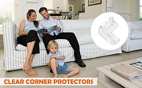 Clear Corner Guards PVC Table Corner Protectors,Clear Edge Bumpers,High Resistant Adhesive Gel,Corner Protector for Baby,Kids,Furniture,Cabinet,Glass,Coffee Table (12 Fillet)
