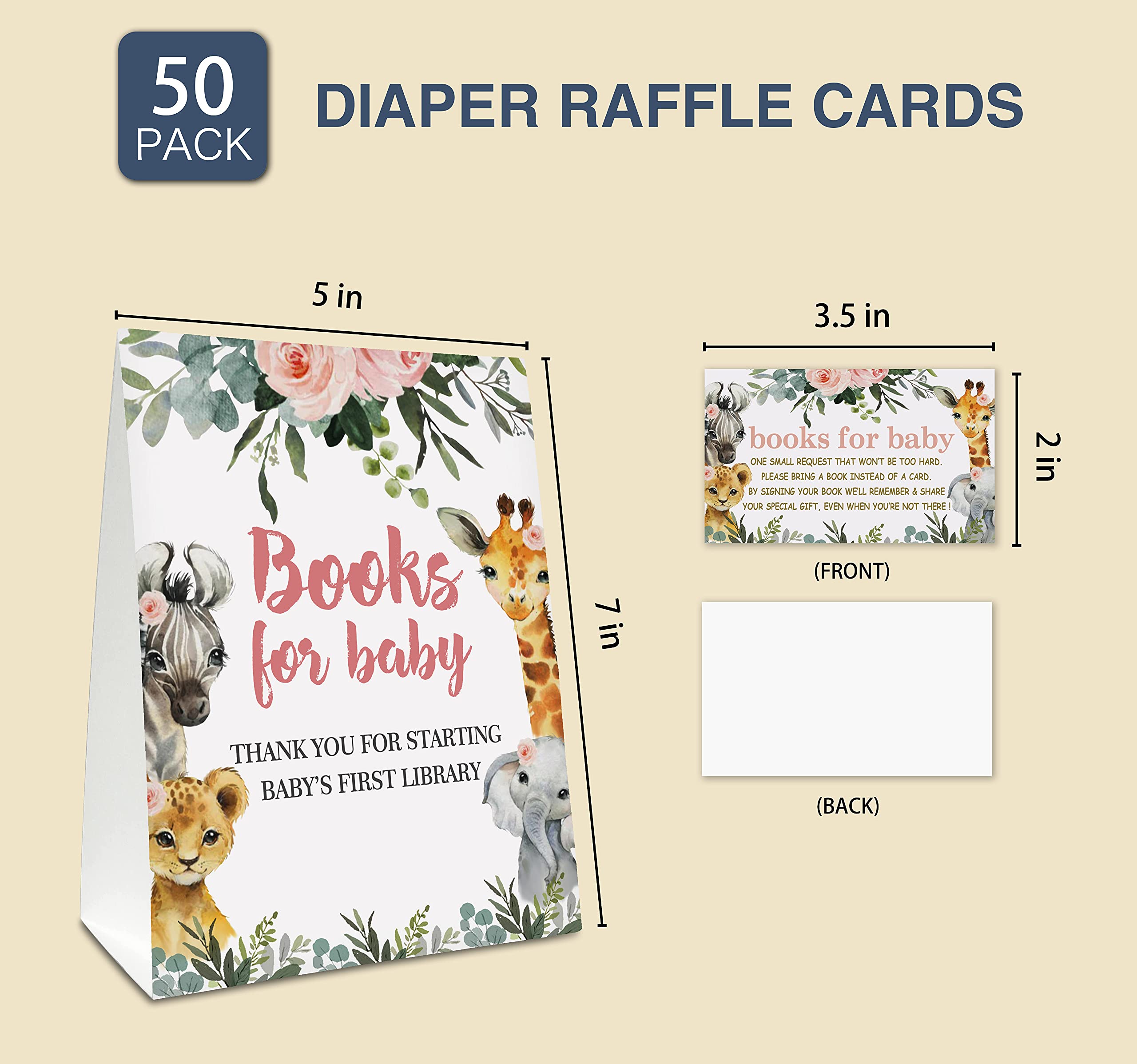 Yuansail Book Request For Baby Shower, books for baby cards, 1 Sign & 50 Cards Per Pack €“ (bb002-book)
