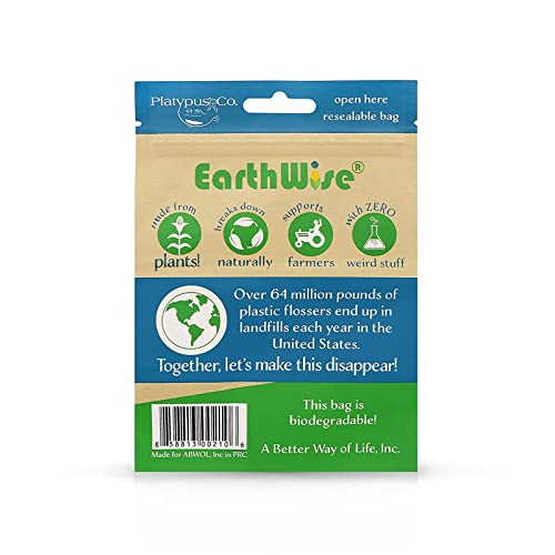 Earthwise Natural Dental Floss Picks - 50 ct - Biodegradable Flossers, Eco-Friendly, Vegan, Sustainable, Unflavored, Shred Resistant