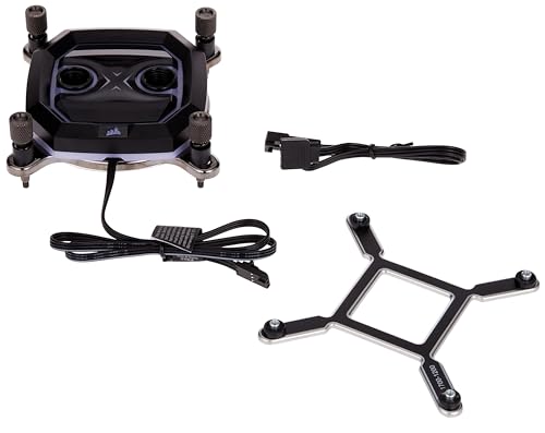 CORSAIR Hydro X Series XC5 RGB PRO CPU Water Block for Intel LGA 1700/1200 (Copper Cold Plate, 110 MicroCooling Fins, 8 Vivid RGB LEDs, 5V ARGB Motherboard Adapter Cable Included) Black