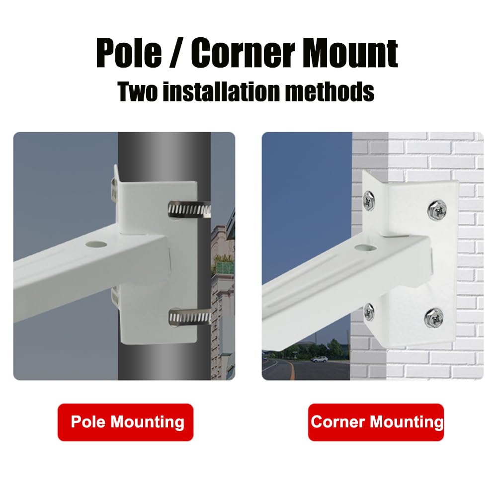 OwlCat Universal Indoor Outdoor Wall Mount CCTV Security Camera Mounting Bracket Pole Mount Right Angle 90 Degree CCTV Surveillance Camera Stand, White, Length: 310mm,Width: 83mm,Height: 107mm, BR360