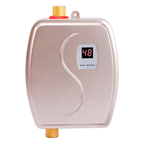 3000W Mini Electric Tankless Hot Water Heater Instant Hot Water Heating Machine for Kitchen Bathroom GOLD 110V