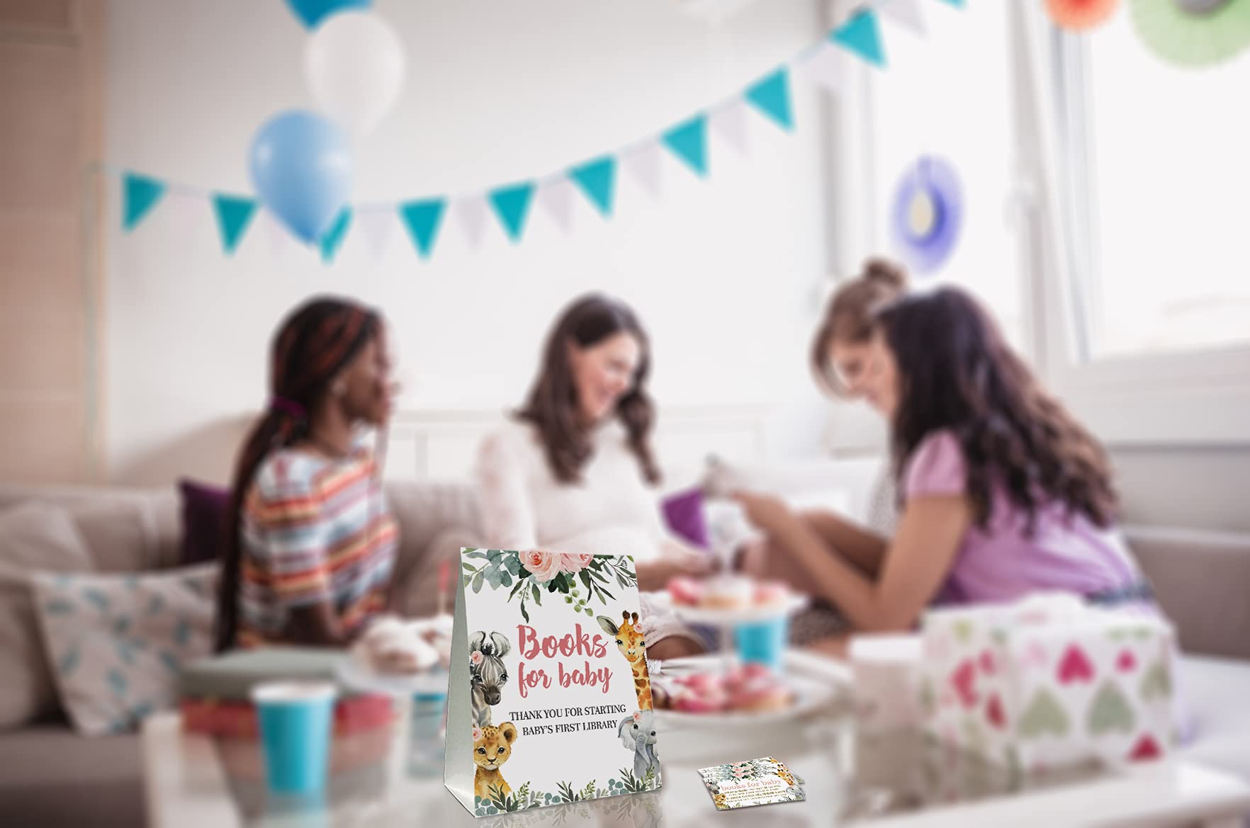 Yuansail Book Request For Baby Shower, books for baby cards, 1 Sign & 50 Cards Per Pack €“ (bb002-book)