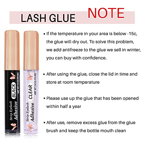Clear Eyelash Glue Eyelash Adhesive Super Strong Hold Lash Glue Waterproof False Eyelashes Glue Suitable for Sensitive Eyes Lash Adhesive 0.176oz,(Clear)