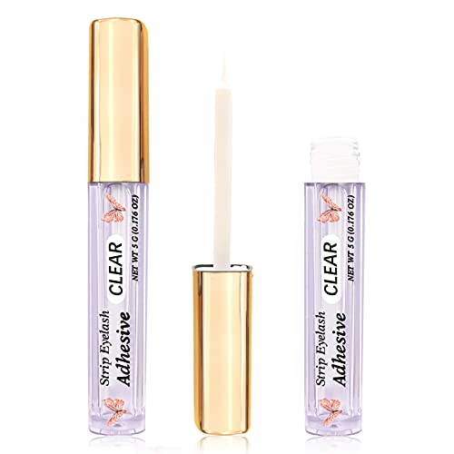 Clear Eyelash Glue Eyelash Adhesive Super Strong Hold Lash Glue Waterproof False Eyelashes Glue Suitable for Sensitive Eyes Lash Adhesive 0.176oz,(Clear)