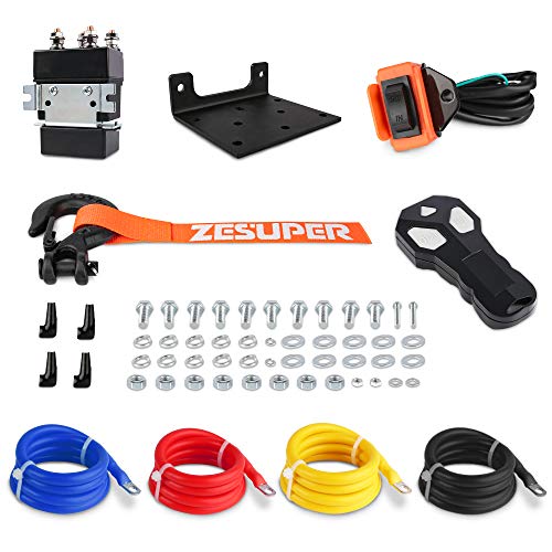ZESUPER 4500-lb Waterproof Winch Waterproof IP67 Electric Winch with Hawse Fairlead, with Both Wireless Handheld Remote (Steel Cable)