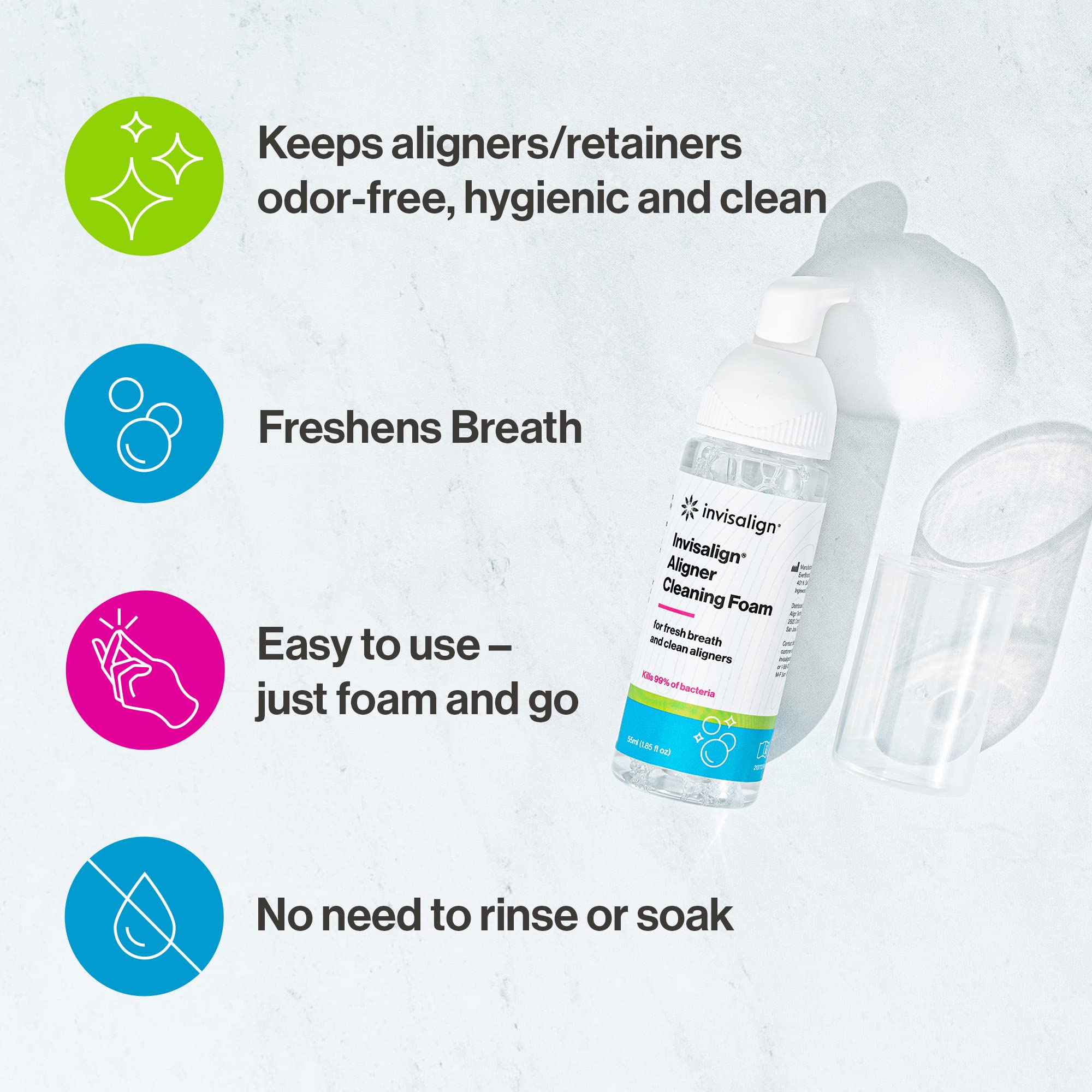 INVISALIGN Aligner Cleaning Foam for Aligner and Retainer Cleaning, 55 ml